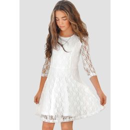 Kidsworld M&auml;dchen Jerseykleid "- Spitzenkleid", beige, Gr. 176, unifarben, Spitze, Obermaterial: 95% Polyester, 5% Elasthan. Futter: 95% Baumwolle,
