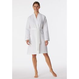 Schiesser Damen Bademantel "Waffle Piqu&eacute;", Gr. S, wei&szlig;, Baumwolle, unifarben, Hausm&auml;ntel, aufgesetzte Taschen, Baumwolle, Waffelpiqu&eacute;