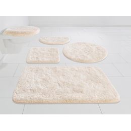 Badematte Grund, H:27mm, beige, Kunstfaser, Badematten, "Melos, Badvorleger, Badezimmer Teppich, sehr weich", melierte Optik, sehr weicher Flor,