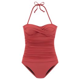 Lascana Damen Badeanzug, rot, Gr. 40, unifarben, Microfaser, Polyamid, Badeanz&uuml;ge, in Bandeau-Optik