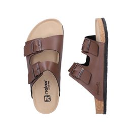 Rieker Herren Pantolette, Gr. 42dunkelbraun, Lederimitat, unifarben, Schuhe, Sommerschuh, Schlappen, Hausschuh, mit zwei Schnallenverschl&uuml;ssen