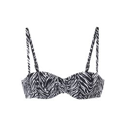 s.Oliver Damen B&uuml;gel-Bandeau-Bikini-Top "Kanto", schwarz-wei&szlig;, Gr. 36, bedruckt, Microfaser, Recycling-Polyamid, Bikini-Oberteile, im Animal-Design