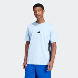 Herren T-Shirt "ESSENTIALS 3-STREIFEN SINGLE JERSEY", blau, Gr. L, adidas Sportswear, Obermaterial: 100% Baumwolle, Shirts, mit Rundhalsausschnitt,