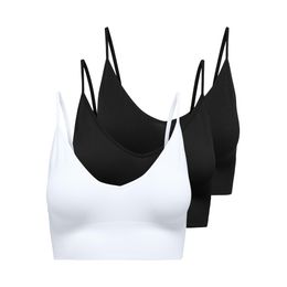 Only Damen Bustier "ONLVICKY RIB S-L V-NECK 3-PACK TOP NOOS", Gr. XS, wei&szlig;, Jersey, Obermaterial: 90% Polyamid, 10% Elasthan, unifarben, BHs,