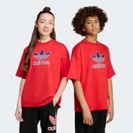 Jungen T-Shirt "OVERSIZE TREFOIL", rot, Gr. 140, adidas originals, Obermaterial: 100% Baumwolle, Shirts, lockerer und l&auml;ssiger Schnitt, f&uuml;r Kinder,