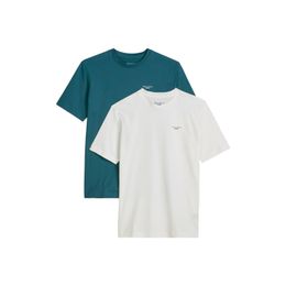 Marc O'Polo Damen T-Shirt "T-Shirt T-Shirt, SSL, Logo Print, Doubl 2er Pack", bunt, Gr. S, MARC O'POLO DENIM, Obermaterial: 100% Baumwolle CO., Shirts