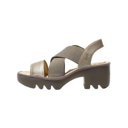 Fly London Damen High-Heel-Sandalette "Fly London Sandalen Leder/Textil", Gr. 41, silber, Leder, Textil, Schuhe
