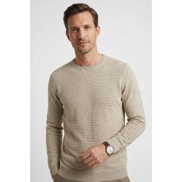 OLYMP Herren Rundhalspullover "OLYMP Strick Casual", beige, Gr. L, Obermaterial: 100% Baumwolle, Pullover, mit modischem Strukturmuster