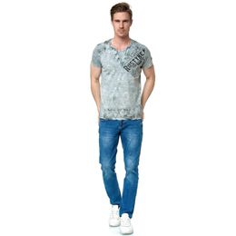 Rusty Neal Herren T-Shirt, grau, Gr. S, bedruckt, 100% Baumwolle, Shirts, im coolen Used-Look-Design