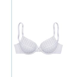 s.Oliver Damen B&uuml;gel-BH "Lilou", Gr. 80, wei&szlig;, Spitze, Obermaterial: 85% Polyamid, 12% Elasthan, 3% Polyester, BHs, mit transparenten Obercups aus