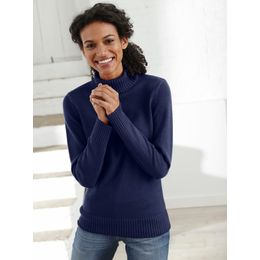 Casual Looks Damen Rollkragenpullover "Pullover", blau, Gr. 38, meliert, unifarben, 50% Baumwolle, 50% Polyacryl, Pullover