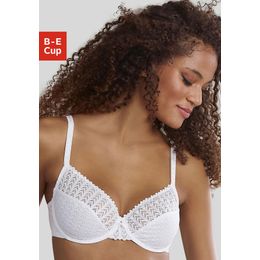 s.Oliver Damen B&uuml;gel-BH "Lilou", Gr. 70, wei&szlig;, Spitze, Obermaterial: 85% Polyamid, 12% Elasthan, 3% Polyester, BHs, mit transparenten Obercups aus