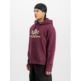 Herren Kapuzensweatshirt "Basic Hoody", rot, Gr. S, Alpha Industries, bedruckt, angeraute Sweatware, Obermaterial: 80% Baumwolle, 20% Polyester,