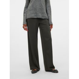 V&eacute;ro Moda VERO MODA Damen Schlupfhose "VMBERLIN ZAMIRA MW WIDE PANT NOOS", grau, Gr. XS, unifarben, Milano Rib, Obermaterial: 95% Polyester, 5% Elasthan,