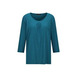 GOLDNER Damen Kurzarmshirt "Viskose-Oberteil mit Halbarm", gr&uuml;n, Modisch, Gr. 50, Obermaterial: 95% Viskose CV. 5% Elasthan EL., Shirts, Falten