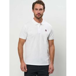 Kurzarmhemd VINSON "VINSON Polo shirt VMMike", Herren, Gr. L, Normalgr&ouml;&szlig;en, wei&szlig;, humus, Obermaterial: 100% Baumwolle, Hemden