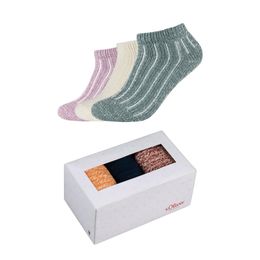 s.Oliver Herren Sneakersocken "Sneakersockenbox 3er Pack", Gr. 39, blau, 69% Polyester, 29% Polyester, 2% Elasthan, meliert, Socken