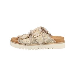 Mustang Shoes Damen Pantolette "Mustang Shoes Pantoletten Textil", Gr. 41, beige, Textil, Schuhe