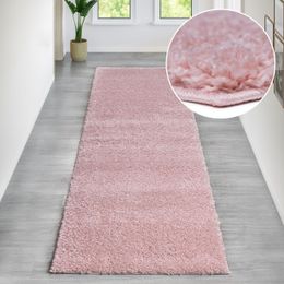 L&auml;ufer Bruno Banani, B:67cm H:30mm L:230cm, rosa, Kunstfaser, Flur, Teppiche, "Shaggy Soft", L&auml;ufer, Br&uuml;cke, gewebt, Uni-Farben, besonders weich