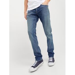 Jack & Jones JACK & JONES Herren Slim-fit-Jeans "JJIGLENN JJDENVER JJ 144 NOOS", blau, Gr. 30, Abriebeffekte, Denim/Jeans, Obermaterial: 99% Baumwolle, 1%