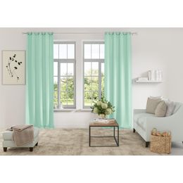 Vorhang OTTO HOME, B:140cm H:265cm, gr&uuml;n, Polyester, Recyceltes Material, Wohnzimmer, Gardinen, "Parry", 2-er Set, blickdicht, monochrom, basic