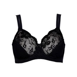ELBRINA Damen B&uuml;gel-BH "EMBROIDERY", Gr. 95, schwarz, Spitze, Obermaterial: 61% Polyamid, 31% Polyester, 8% Elasthan, unifarben, BHs, breite Tr&auml;ger,