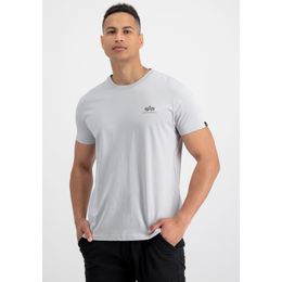 Herren Rundhalsshirt "BASIC T SMALL LOGO", grau, Gr. L, Alpha Industries, bedruckt, Single Jersey, Obermaterial: 100% Baumwolle, Shirts, Baumwolle,