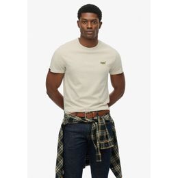 Superdry Herren Rundhalsshirt "ESSENTIAL LOGO EMB TEE", beige, Gr. XXXL, meliert, Single Jersey, Obermaterial: 100% Baumwolle, Shirts, aus Baumwolle
