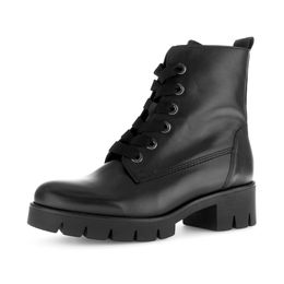Gabor Damen Schn&uuml;rstiefelette, Gr. 43, schwarz, Kalbsleder, unifarben, Schuhe, Plateau, Schn&uuml;rboots mit Blockabsatz