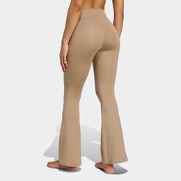 Damen Trainingstights "ALL ME ESSENTIALS FLARE LEGGINGS", beige, Gr. XXL, adidas Performance, Obermaterial: 85% Polyester, 15% Elasthan, Hosen, mit