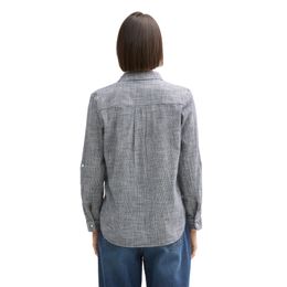 Tom Tailor Damen Langarmbluse "Regular", blau, Gr. 44, kariert, Web, Obermaterial: 100% Baumwolle, Blusen, mit Brusttaschen