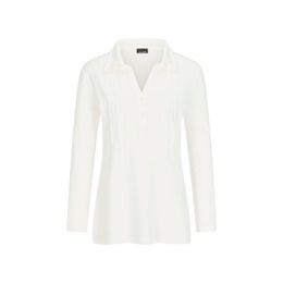 GOLDNER Damen Langarmshirt "Kurzgr&ouml;&szlig;e Halbarm Blusenshirt mit Hemdkragen", wei&szlig;, Modisch, Gr. 21, Obermaterial: 95% Viskose CV. 5% Elasthan EL.,