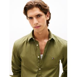 Tommy Hilfiger Herren Businesshemd "FLEX POPLIN SOLID"schwarz artichoke, Gr. XXL, Popeline, Obermaterial: 100% Baumwolle, Hemden, Regular Fit Flex