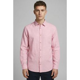 Jack & Jones JACK & JONES Herren Langarmhemd "JJESUMMER LINEN BLEND SHIRT L/S SN", rosa, Gr. M, unifarben, Web, Obermaterial: 70% Baumwolle, 30% Leinen, Hemden,