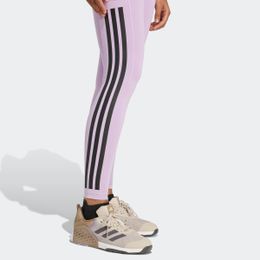 Damen Trainingstights "OPTIME 3-STREIFEN FULL LENGTH LEGGINGS", rosa, Gr. XS, adidas Performance, Obermaterial: 73% Polyester, 27% Elasthan, Hosen