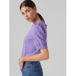 V&eacute;ro Moda VERO MODA Damen T-Shirt "VMKERRY 2/4 O-NECK TOP VMA JRS NOOS", lila, Gr. S, unifarben, Jersey, Obermaterial: 100% Baumwolle, Shirts, mit
