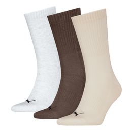 Puma Herren Socken "Puma UNISEX CUSHIONED NEXT CREW 3P", Gr. 39, braun, Baumwollmischung, Socken, mit Zonenpolsterung f&uuml;r zus&auml;tzlichen Komfort