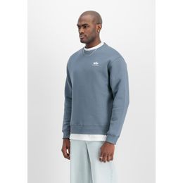 Herren Sweatshirt "Basic Sweater small Logo", blau, Gr. S, Alpha Industries, bedruckt, angeraute Sweatware, Obermaterial: 80% Baumwolle, 20%