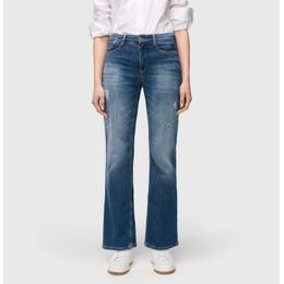 MAC Damen Bootcut-Jeans "LAURA"indigo destroyed, Gr. 40, Destroyed-Effekte, unifarben, Denim/Jeans, Obermaterial: 89% Baumwolle, 8% Polyester, 3%
