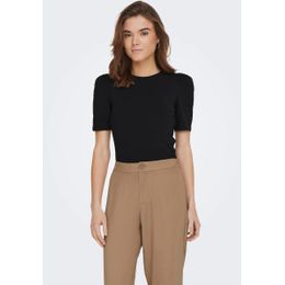Only Damen Kurzarmshirt "ONLLIVE LOVE 2/4 PUFFTOP JRS NOOS", schwarz, Gr. XS, unifarben, Jersey, Obermaterial: 95% Baumwolle, 5% Elasthan, Shirts