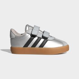 M&auml;dchen Sneaker "VL COURT 3.0 KIDS", adidas Sportswear, Gr. 22silber metallic, core schwarz, lgh solid grau, Leder, Synthetik, Schuhe, inspiriert vom