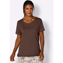w&auml;schepur W&Auml;SCHEPUR Damen Pyjamaoberteil "Schlafanzug-Shirt", Gr. 36, braun, 50% Baumwolle, 50% Modal, unifarben, Shirts