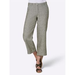 Damen Leinenhose, gr&uuml;n, Gr. 48, CREATION L PREMIUM, meliert, unifarben, 100% Leinen, Hosen