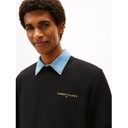 Tommy Jeans Herren Sweatshirt "TJM REG LINEAR CREW EXT", schwarz, Gr. M, Sweatware, Obermaterial: 80% Baumwolle, 20% Polyester, Sweatshirts, mit