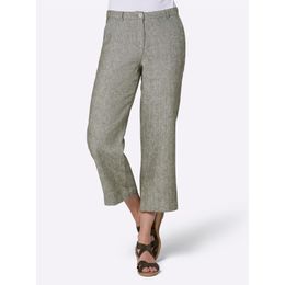 Damen Leinenhose, gr&uuml;n, Gr. 38, CREATION L PREMIUM, meliert, unifarben, 100% Leinen, Hosen