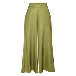 Lascana Damen Webhose "mit extra weitem Bein aus softer Satinqualit&auml;t", gr&uuml;n, Gr. 40, unifarben, Satin, Obermaterial: 100% Polyester, Hosen, luftige