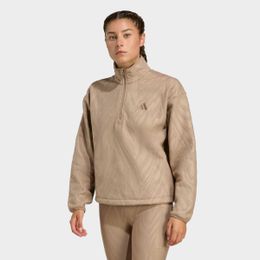 Damen Rollkragenpullover "AOP POLARFLEECE", braun, Gr. XS, adidas Performance, Obermaterial: 100% Polyester, Pullover, mit Rollkragen, etwas k&uuml;rzerer