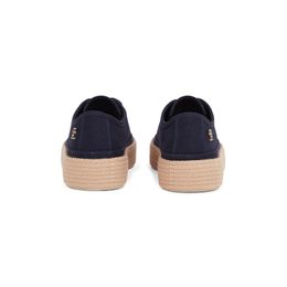 Tommy Hilfiger Damen Plateausneaker "VULC ESPADRILLE SNEAKER", Gr. 35, blau, Baumwolle, Schuhe, Freizeitschuh, Halbschuh, Schn&uuml;rer mit bastbezogenem