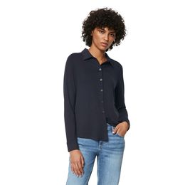 Marc O'Polo MARC O'POLO Damen Blusenshirt, blau, Basic, Gr. XS, Single Jersey, Obermaterial: 97% Viskose, 3% Elasthan, Shirts, im h&uuml;ftlangen Schnitt