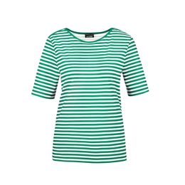 GOLDNER Damen Kurzarmshirt "Kurzgr&ouml;&szlig;e Stilvolles Streifenshirt f&uuml;r Damen", wei&szlig;, Gr. 19, Obermaterial: 92% Viskose CV. 8% Elasthan EL., Shirts, Blende